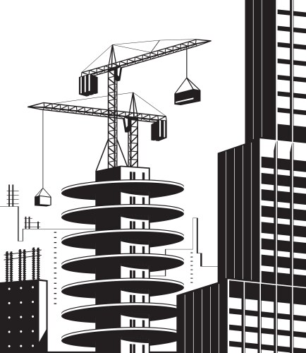 Building in various stages of construction Vector Image