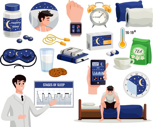 Healthy sleep cartoon sleeping woman rest in bed Vector Image