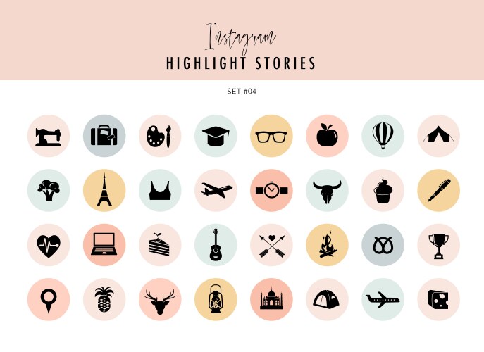 Instagram highlight icons set Royalty Free Vector Image