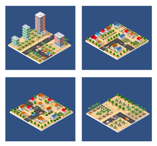 3d map isometric city Royalty Free Vector Image