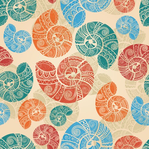 Scallop shell hand drawn seamless pattern Vector Image