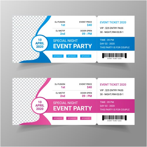 Creative event ticket template design – Royalty-Free Vector | VectorStock