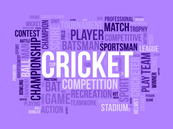 Cricket word cloud template sport concept Vector Image