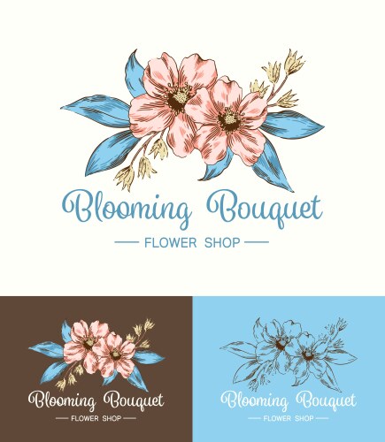 Flower shop logo and label bright design Vector Image
