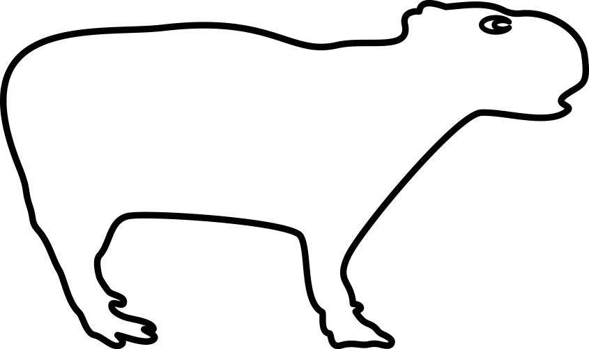 Capybara contour outline line icon black color Vector Image