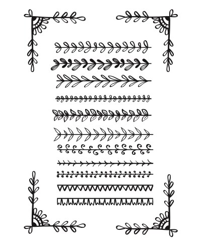 Hand drawn borders line sketch dividers Royalty Free Vector