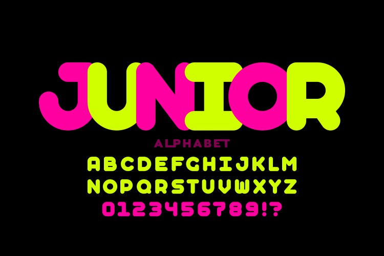Junior kids style font alphabet letters Royalty Free Vector