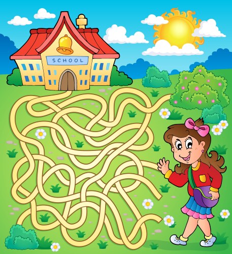 Cute cartoon maze game template Royalty Free Vector Image