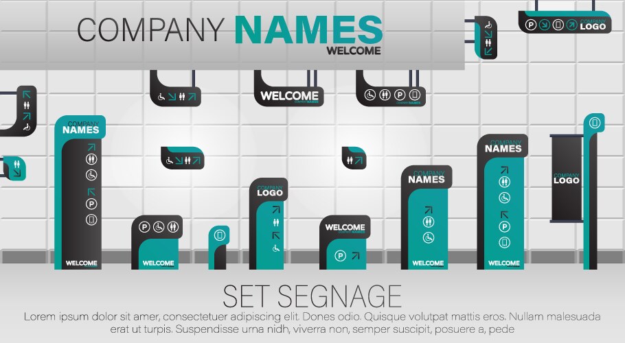 Exterior and interior signage concept direction Vector Image