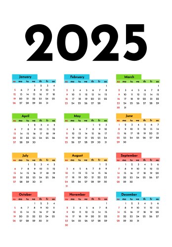 Set of calendars for 2025 isolated on a white Vector Image
