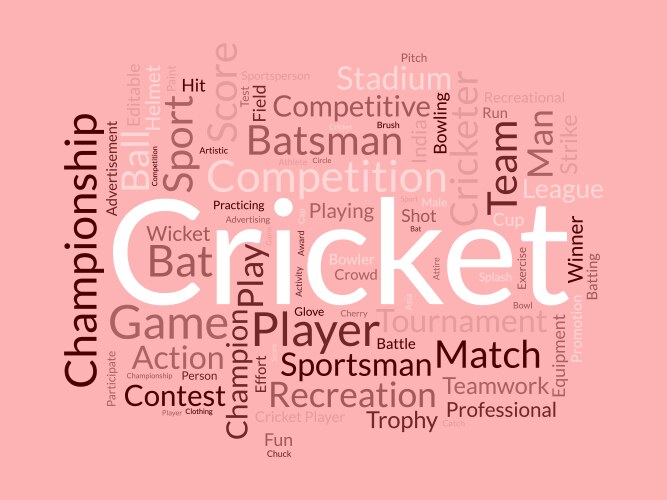 Cricket word cloud template sport concept Vector Image