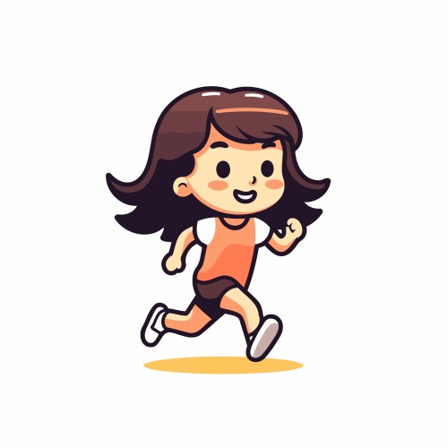 Running girl cartoon character isolated on a Vector Image