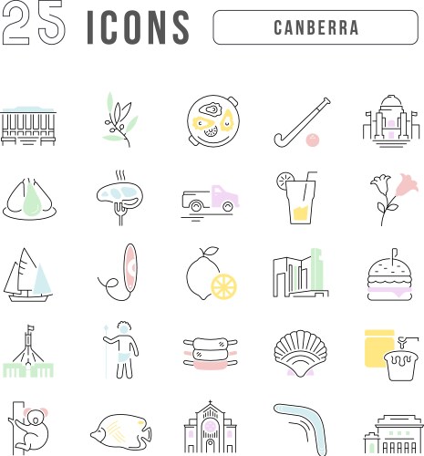 Set of linear icons canberra Royalty Free Vector Image