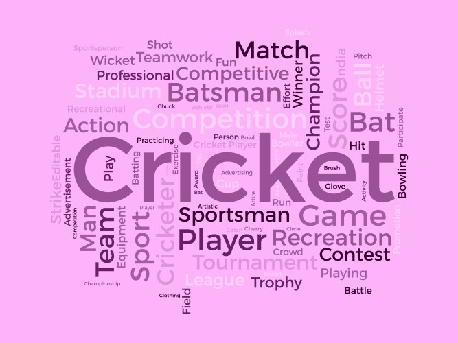 Cricket word cloud template sport concept Vector Image