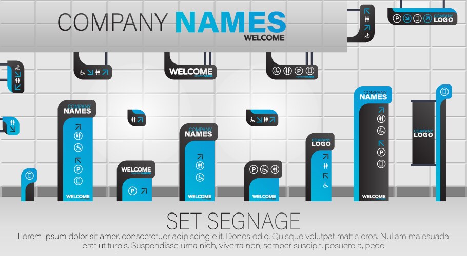Exterior and interior signage concept direction Vector Image