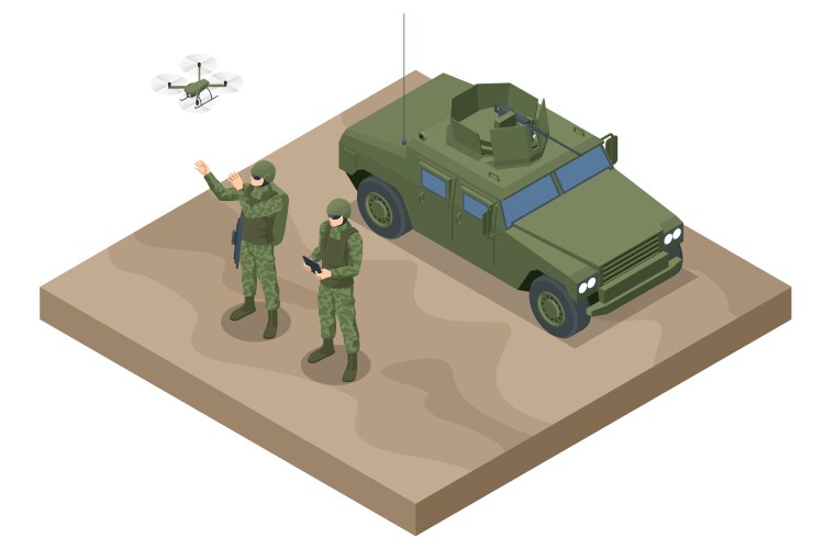 Set of army armed troop isometric military Vector Image