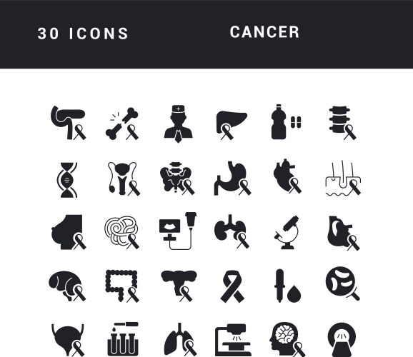 Set of outline cancer campaign icons minimalist Vector Image