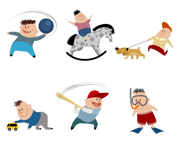 Children outdoors in action sports activity Vector Image