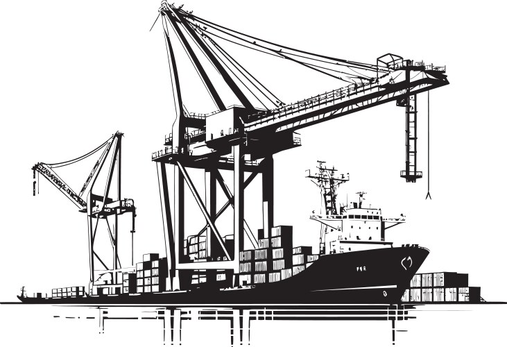 Vessel virtuosos crane loading to cargo ship icon Vector Image