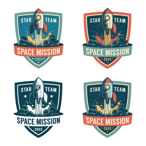 Rocket launch to the moon - space flyer in retro Vector Image