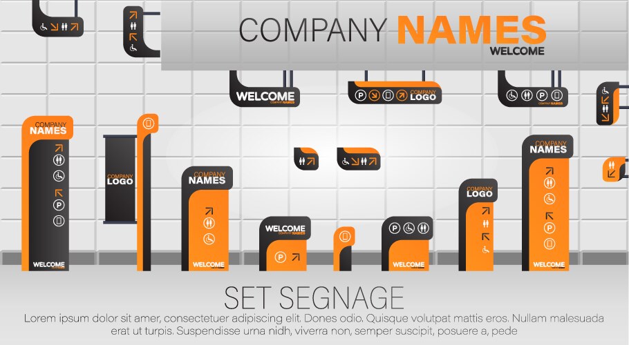 Exterior and interior signage concept direction Vector Image