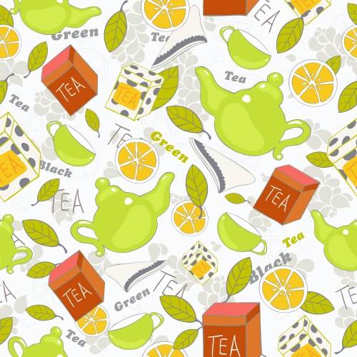 Tea time seamless pattern background beige Vector Image