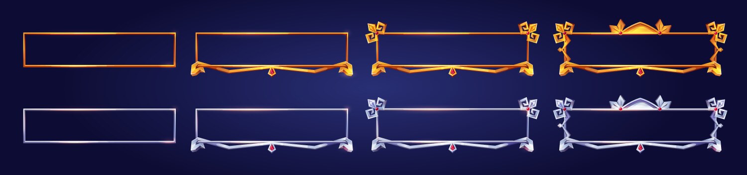 Cartoon set of medieval frames for game ui design Vector Image