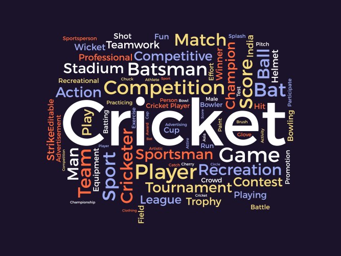 Cricket word cloud template sport concept Vector Image