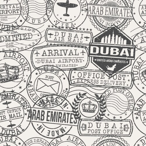 Dubai united arab emirates stamp city Royalty Free Vector