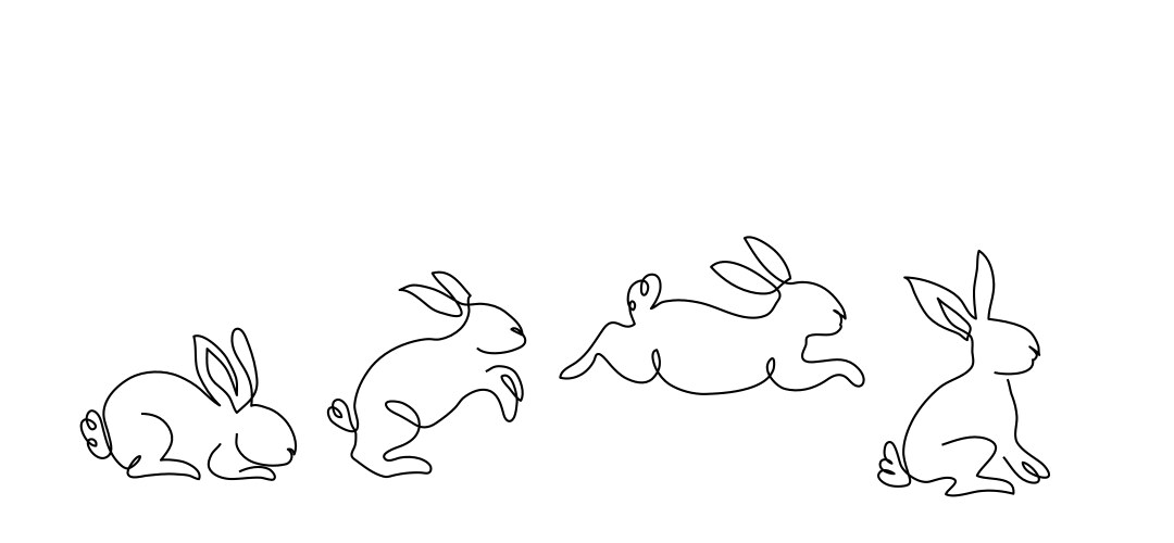 Continuous line drawing easter rabbit set Vector Image