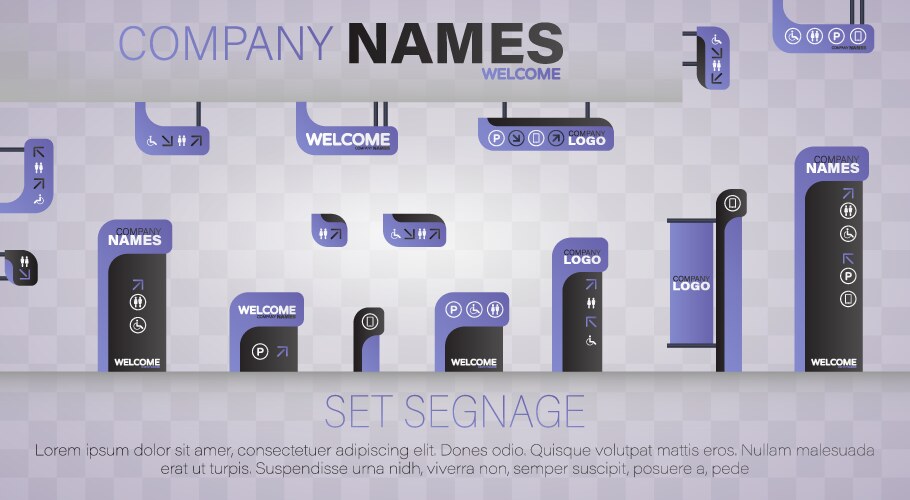 Exterior and interior signage concept direction Vector Image