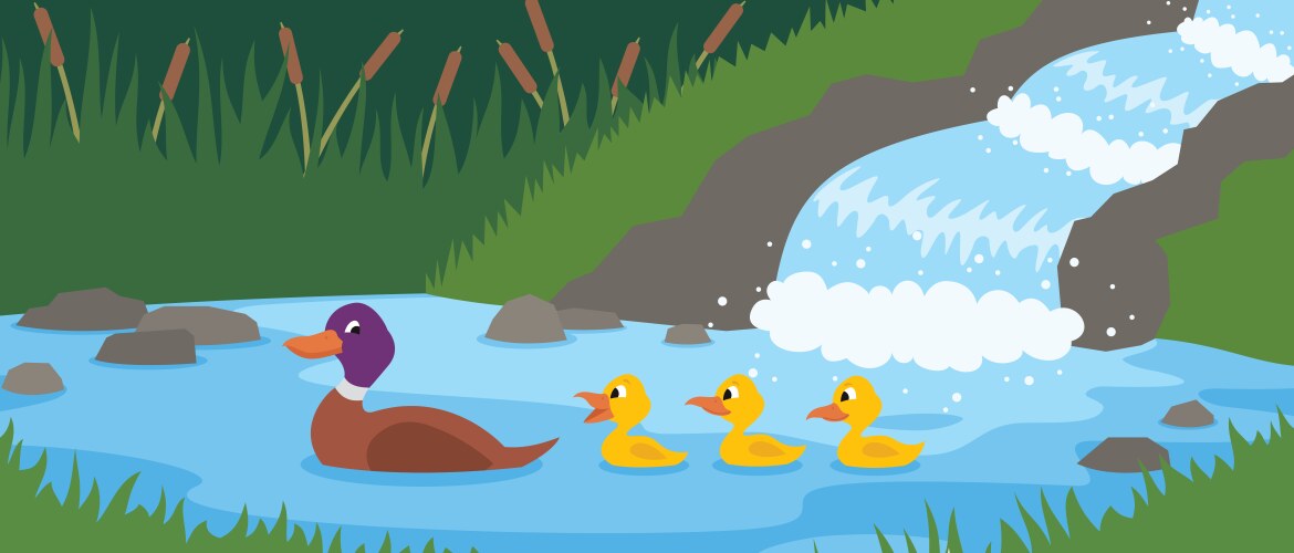 Cartoon duck family Royalty Free Vector Image - VectorStock