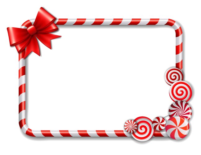 Candy cane square frame on white background Vector Image
