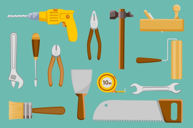 Hand tool house construction handtools Royalty Free Vector