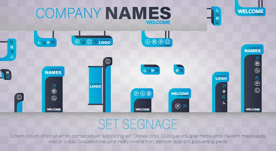 Exterior and interior signage concept direction Vector Image