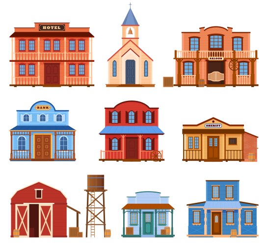 City buildings icon set Royalty Free Vector Image