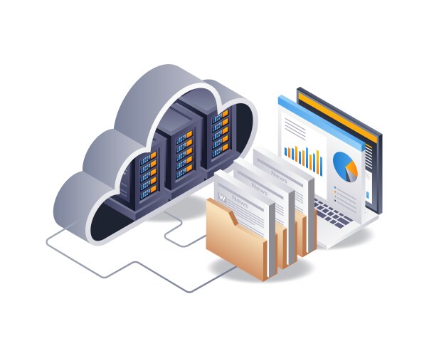 Download upload computer data infographics 3d Vector Image