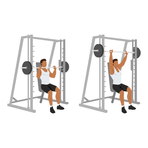 Woman doing smith machine barbell bench press Vector Image