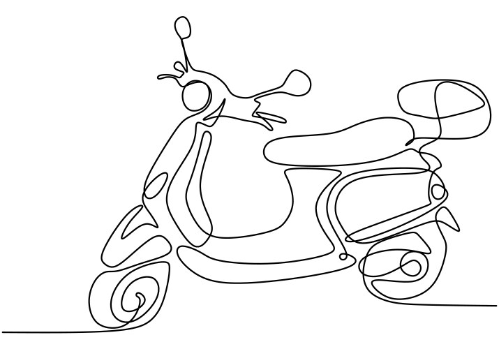 One line drawing motorcycle abstract motor matic Vector Image