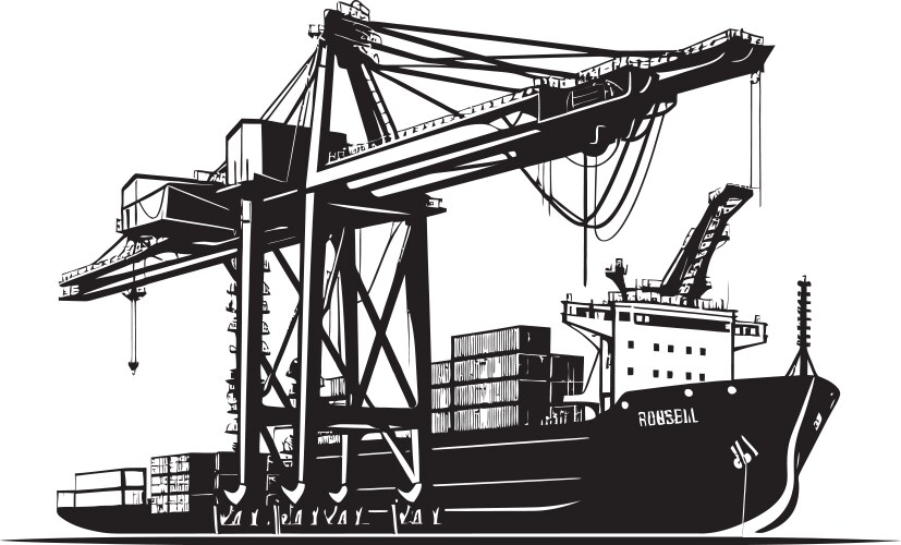 Vessel virtuosos crane loading to cargo ship icon Vector Image