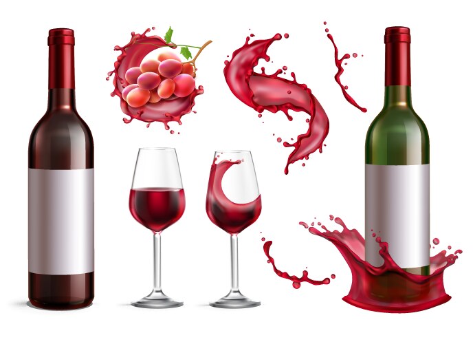 Red wine splash collection Royalty Free Vector Image