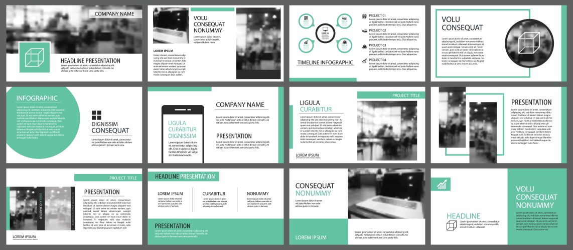 Green presentation templates for slide Royalty Free Vector
