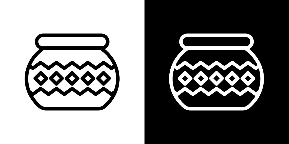 Indian pot icon set kitchen clay symbol mud Vector Image