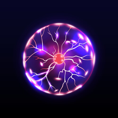 Purple energy ball with lightings Royalty Free Vector Image