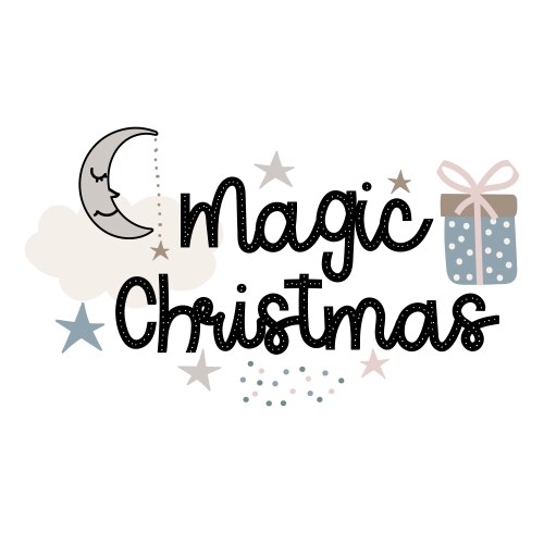Merry christmas lettering template monochrome Vector Image