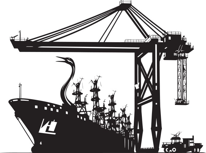Dockside dynamics industrial cargo ship loading Vector Image