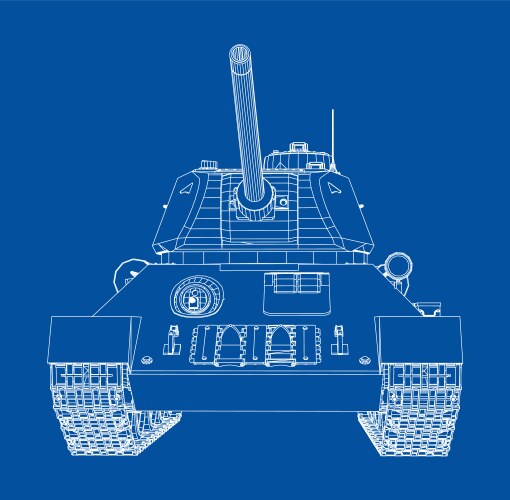 Blueprint of realistic tank Royalty Free Vector Image