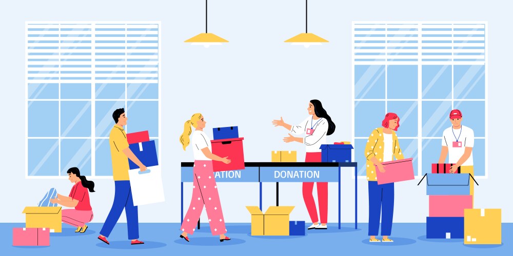 Charity giving and donation poster template Vector Image