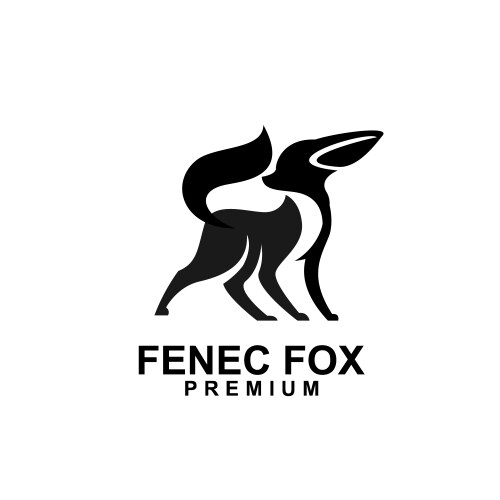 Fennec fox logo icon design negative black white Vector Image