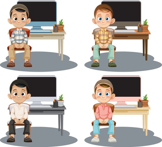 Children Boy Sitting at School Desk Vector Images (over 1,100)